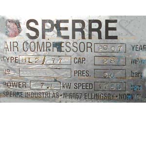 Sperre HL 2/77 Air Compressor - Skyline International
